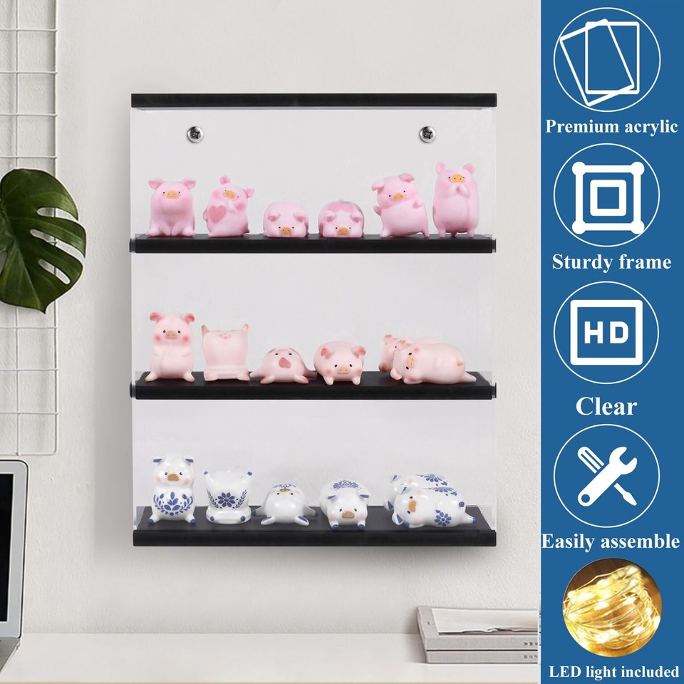 Acrylic Display Case Wall Mounted Funk POP Shelves Clear Showcase | eBay