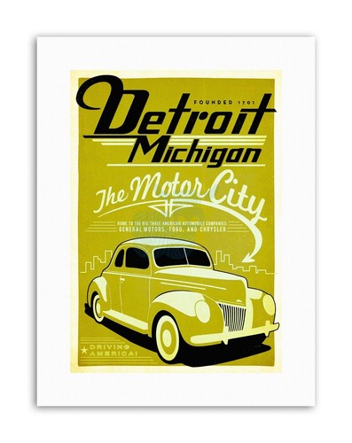 PROMOTIONAL DETROIT MOTOR CITY AUTOMOBILE Travel Canvas art Prints ...
