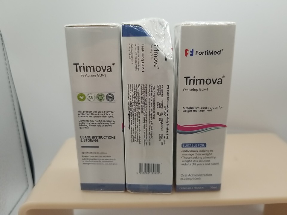 Lot of 4 TRIMOVA Drops 30ML Weight Metabolism Drops for Men & Women New ...