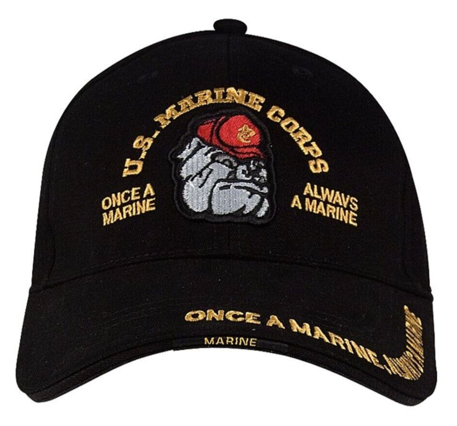 Marines Bulldog ONCE A MARINE, ALWAYS A MARINE Baseball Cap Mens Black ...