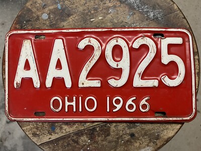 1966 Ohio license plate AA2925, Vintage, Shop Wall Art, Man Cave | eBay