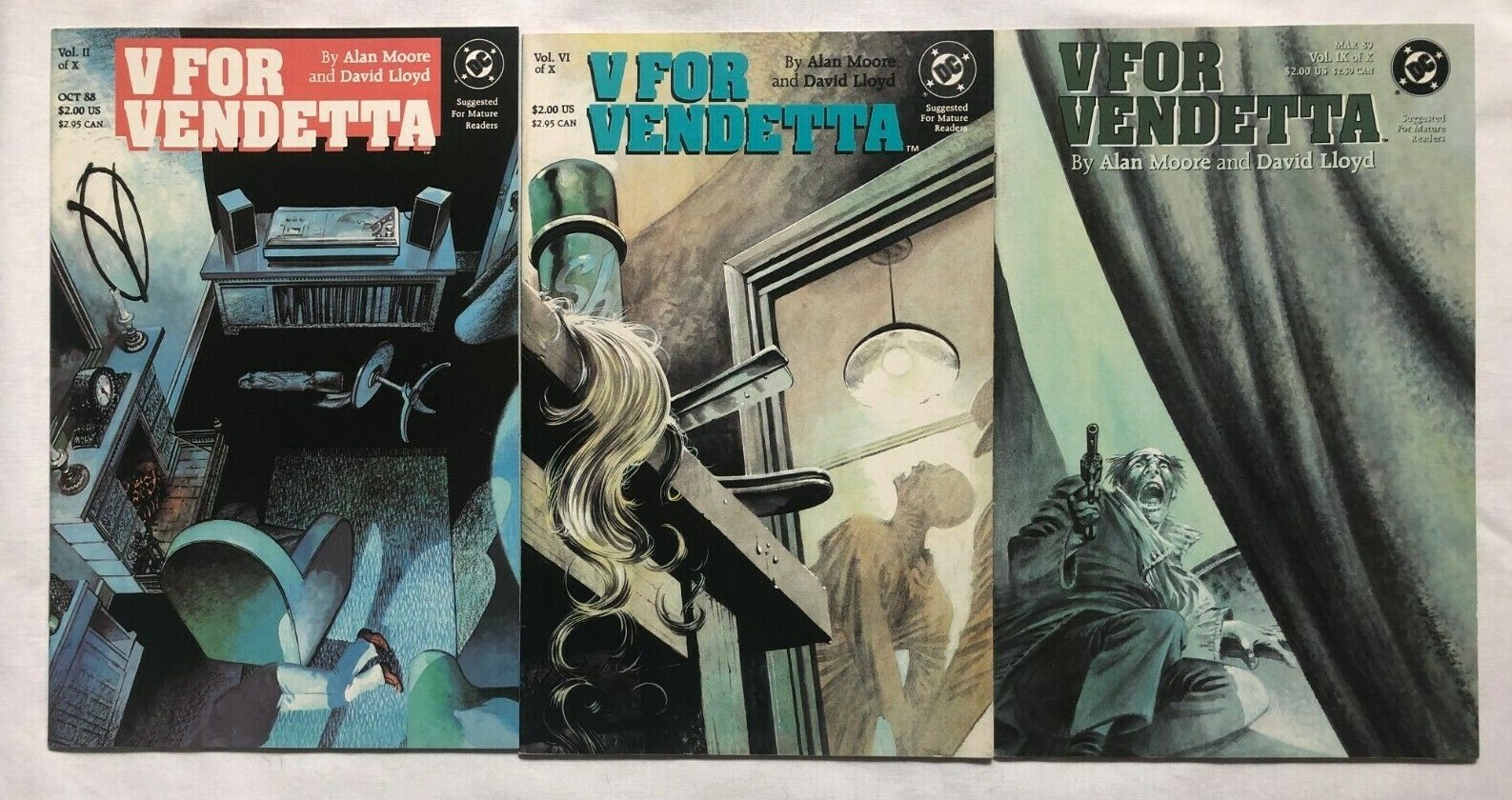 V FOR VENDETTA - Books 2, 6, & 9 - THREE (3) COMIC BOOK ISSUE - MOORE ...