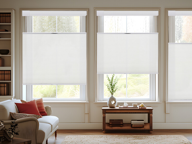 No Drill No Screw Light Filtering White Cellular Blind Shades Less than ...