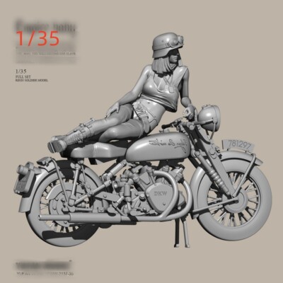 1/35 resin figures model WWII German motorcycle beauty unassembled ...