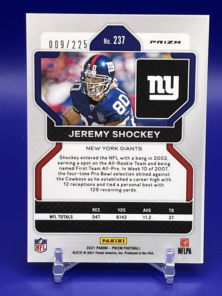 JEREMY SHOCKET PURPLE ICE PRIZM /225 2021 PANINI PRIZM 237 - NEW YORK ...