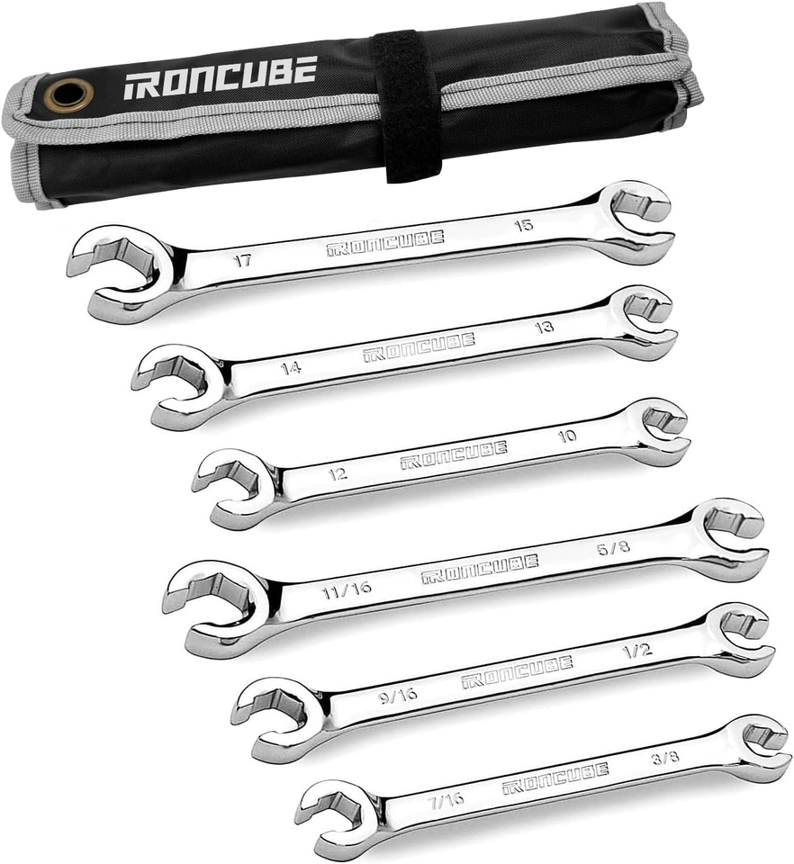 Flare Nut Wrench Set: 6-Piece SAE & Metric Line Wrench Set for Removing ...
