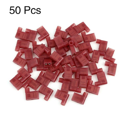 50x Red Female Flag Terminals RIght Angle Electrical Connectors Spade ...