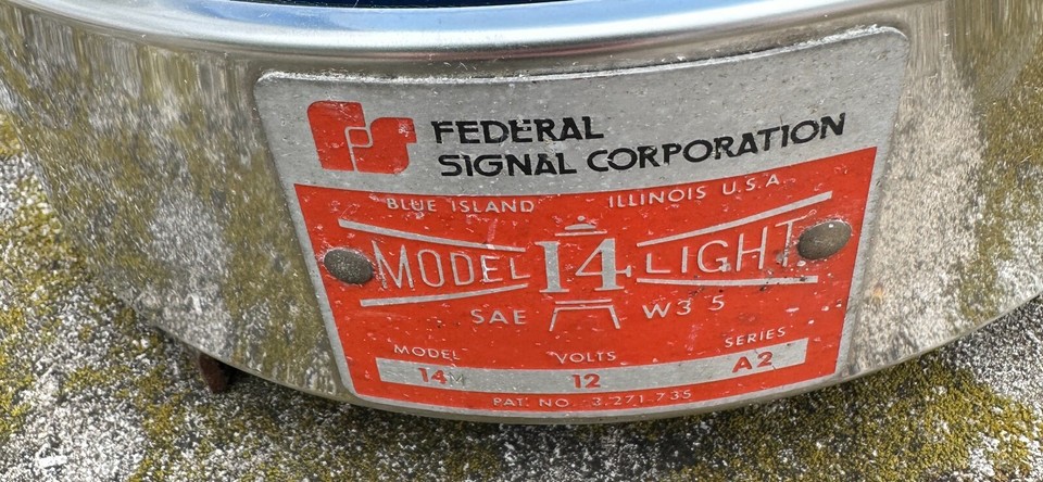 Federal Signal Light Model 14 Base Only No Cover Vintage Rotating ...