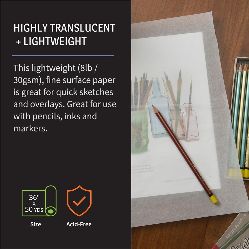 Sketching & Tracing Paper Roll, White, 36 Inches X 50 Yards - for ...