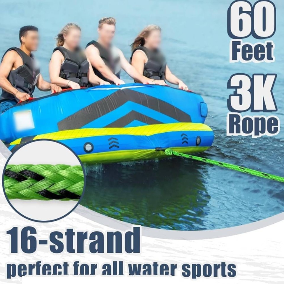60ft Boat Tow Rope for Water Skiing and For Tubing with Enhanced ...