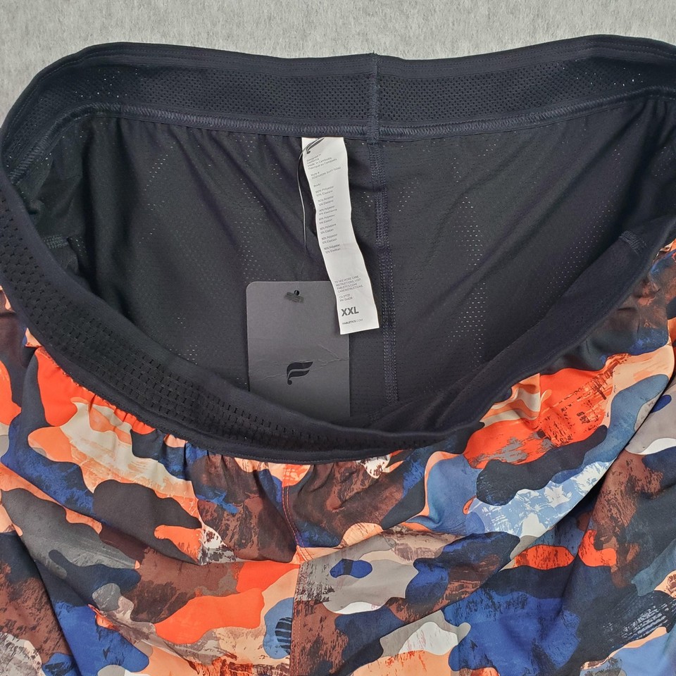 Fabletics Shorts Mens 2XL XXL Orange Blue Camo Athletic Training Lined ...