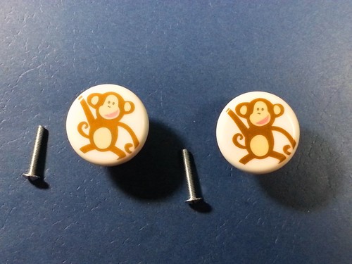 Lot of 2 Cute Monkey Childrens Cabinet Drawer Dresser Knobs Pulls ...