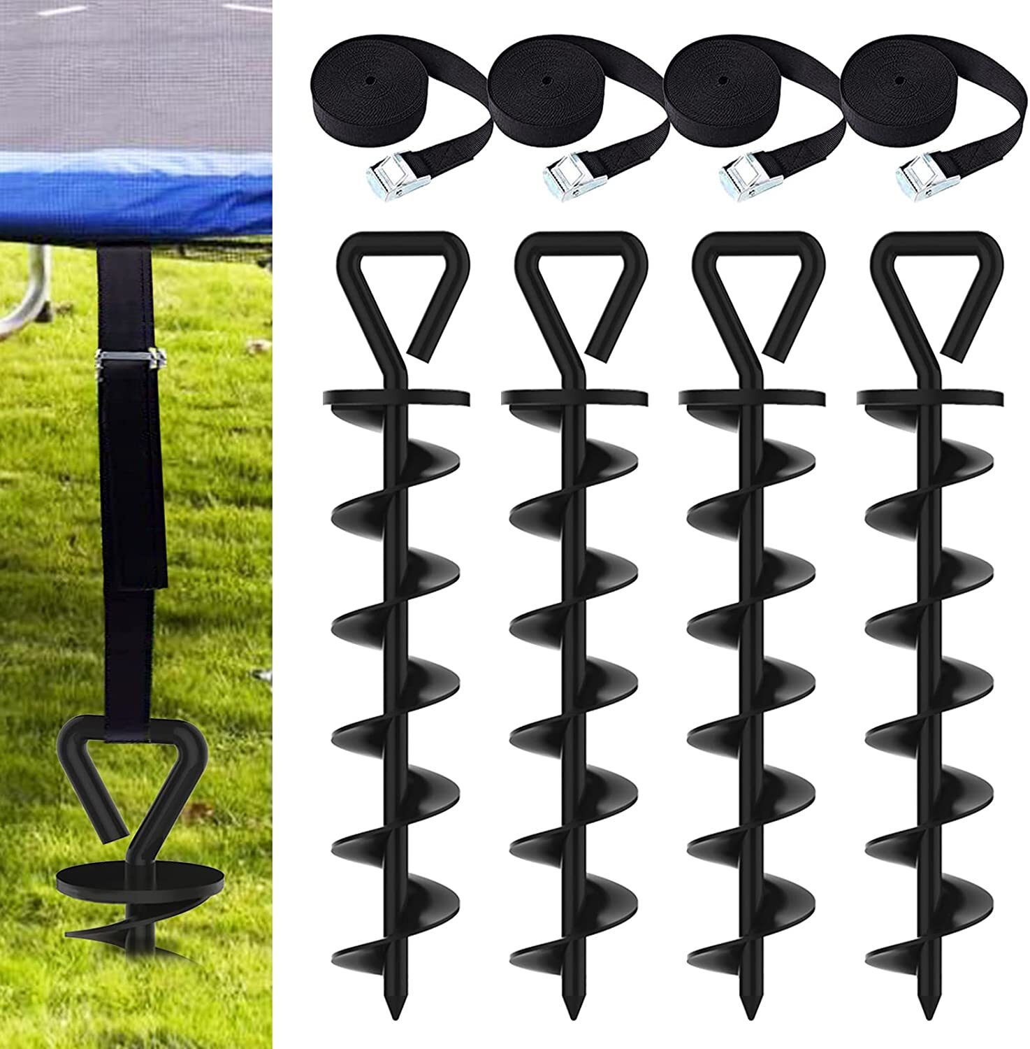 Eurmax USA Trampoline Stakes Heavy Duty Stakes Anchor Kit for Dog Tie ...