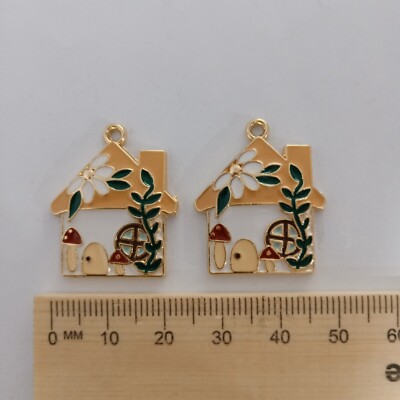 2pcs cute White Fairy House Charms Pendants 28x24mm AUS Free Postage | eBay