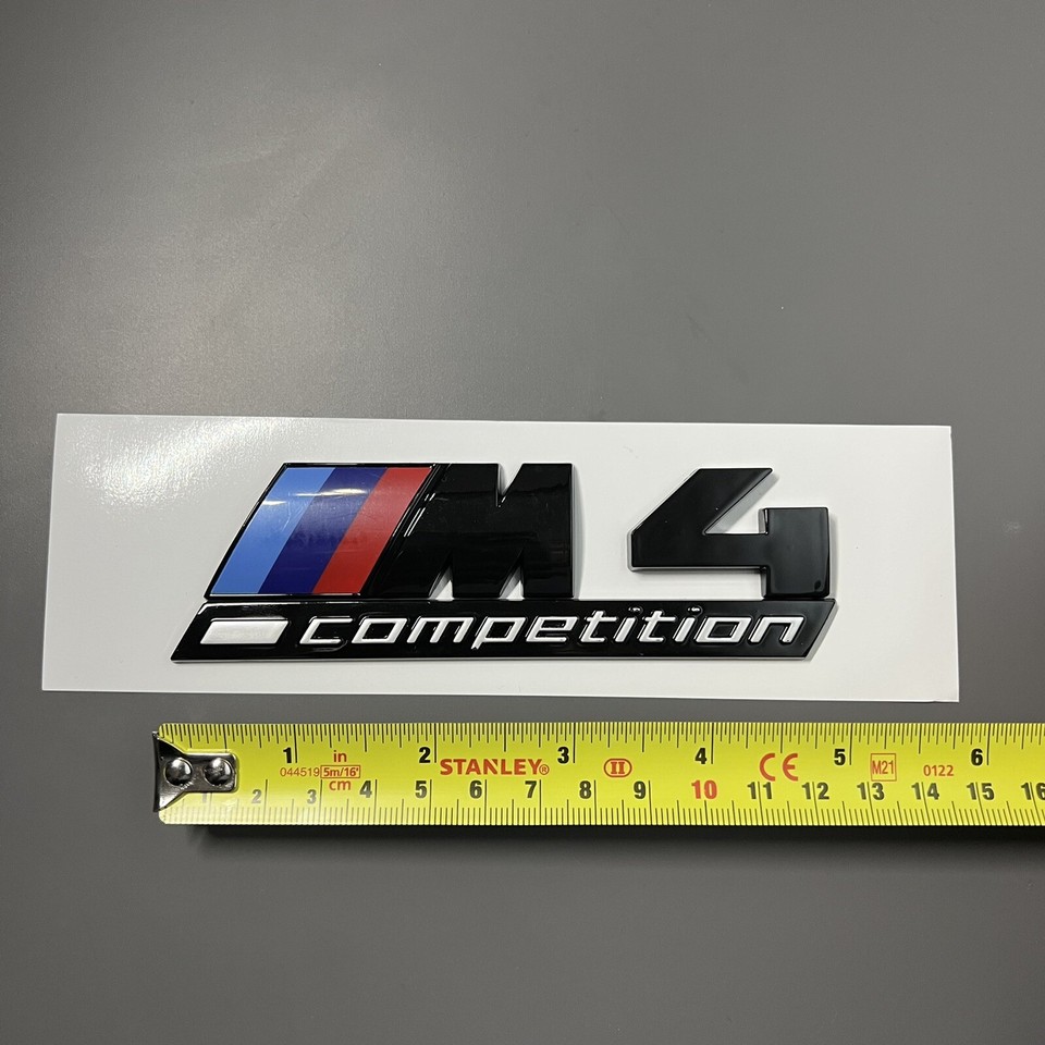 BMW M4 Competition Badge Glossy Black 3D Sticker Decal M4 Comp | eBay UK