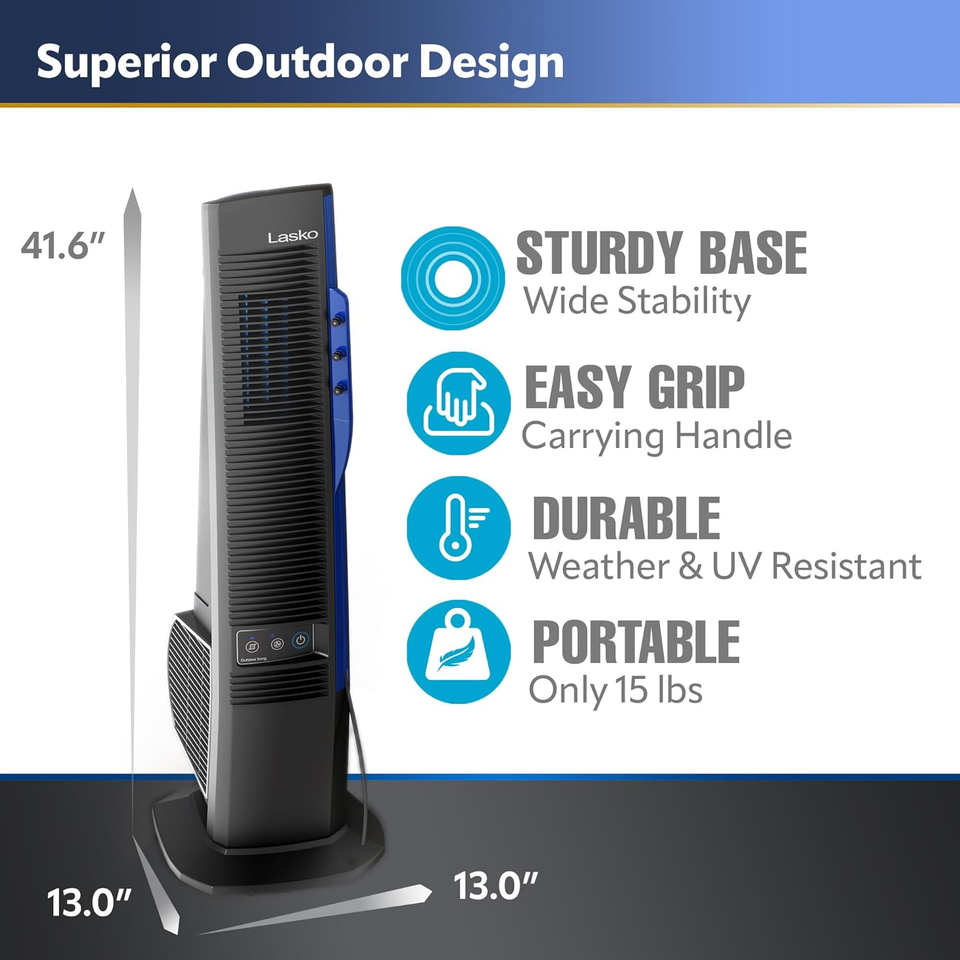 Misto Outdoor Misting Tower Fan, 4-Speeds, Internal Oscillation, for ...