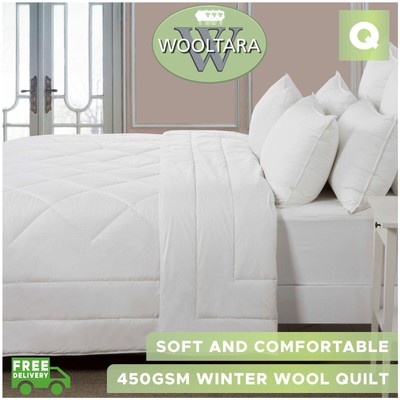 Wooltara Classic 450GSM Winter Australian Wool Quilt Doona Duvet Cover ...