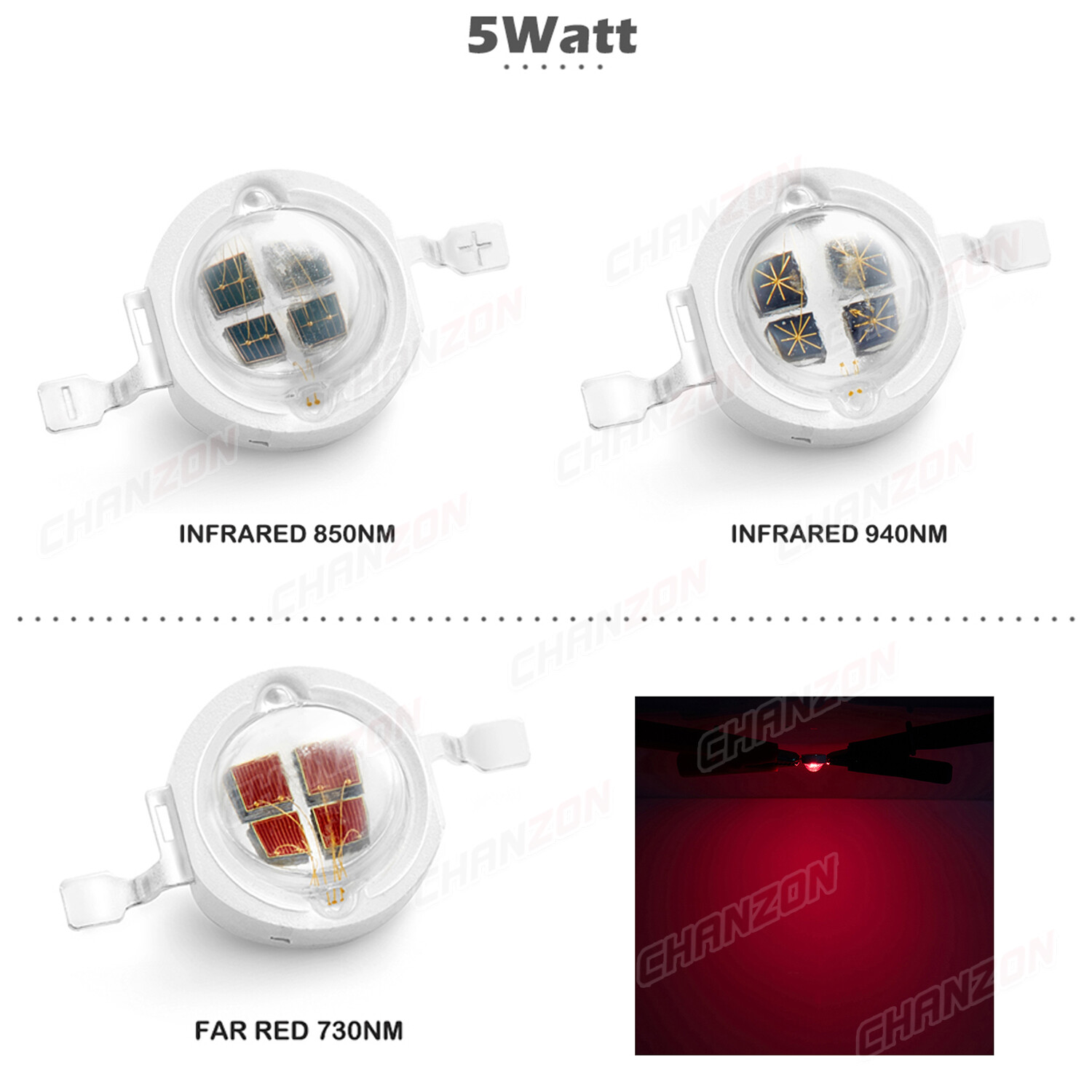 730Nm 850Nm 940Nm High Power Smd Cob Ir Led Chip 3W 5W 10W 20W 30W 50W ...