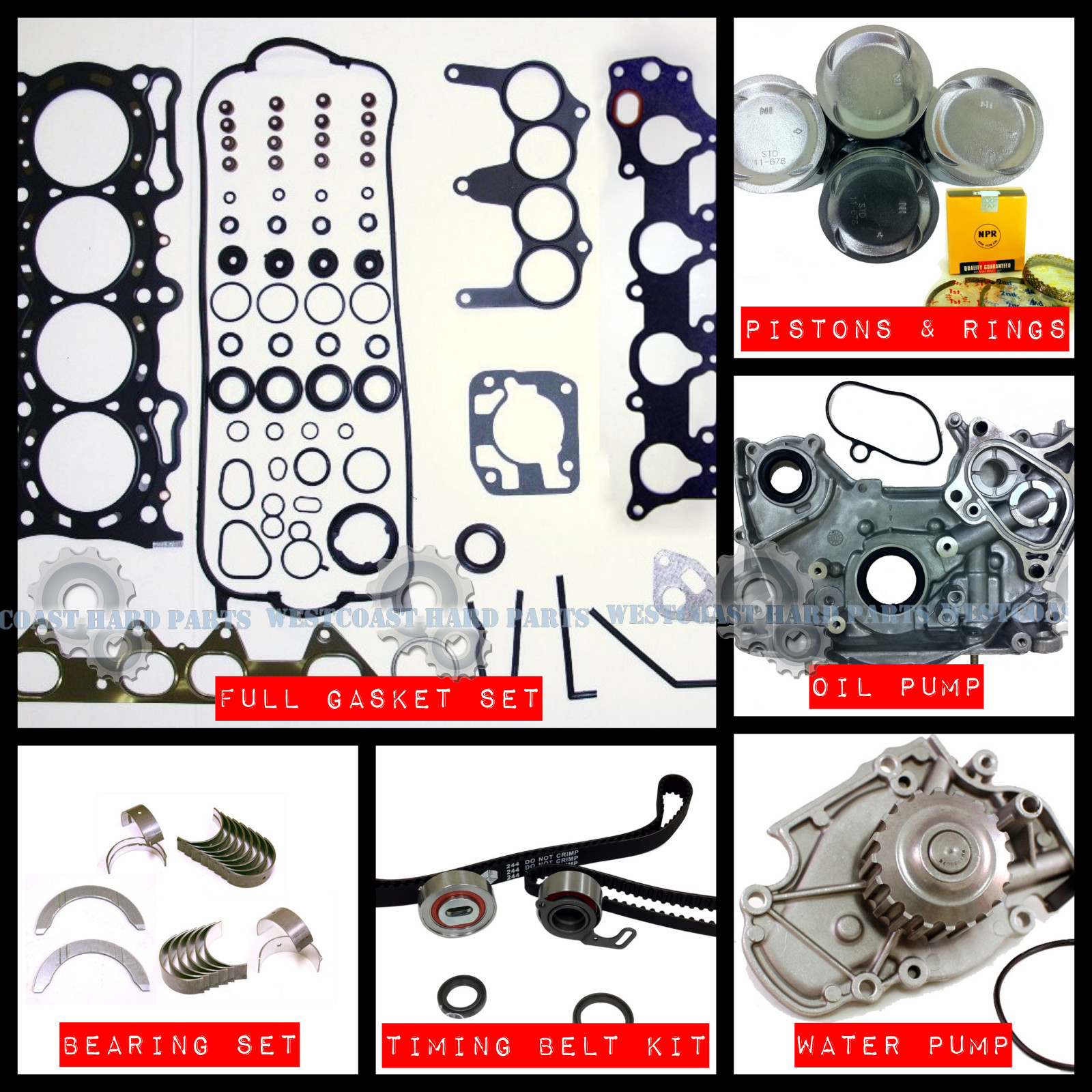 94-97 HONDA ACCORD VTEC F22B1 2.2L SOHC MASTER ENGINE REBUILD KIT (MLS ...