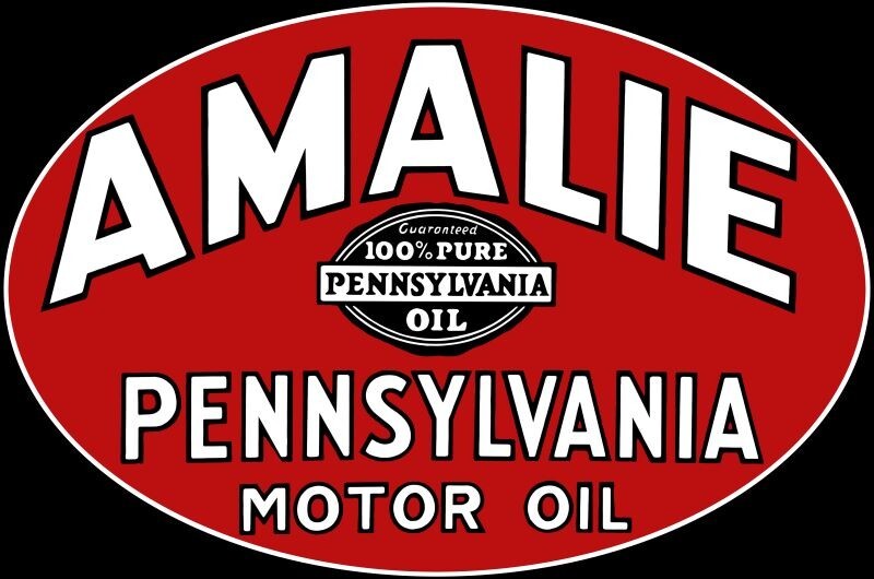 Amalie Pennsylvania Motor Oil NEW Sign: 28" Wide Oval Diecut USA STEEL ...
