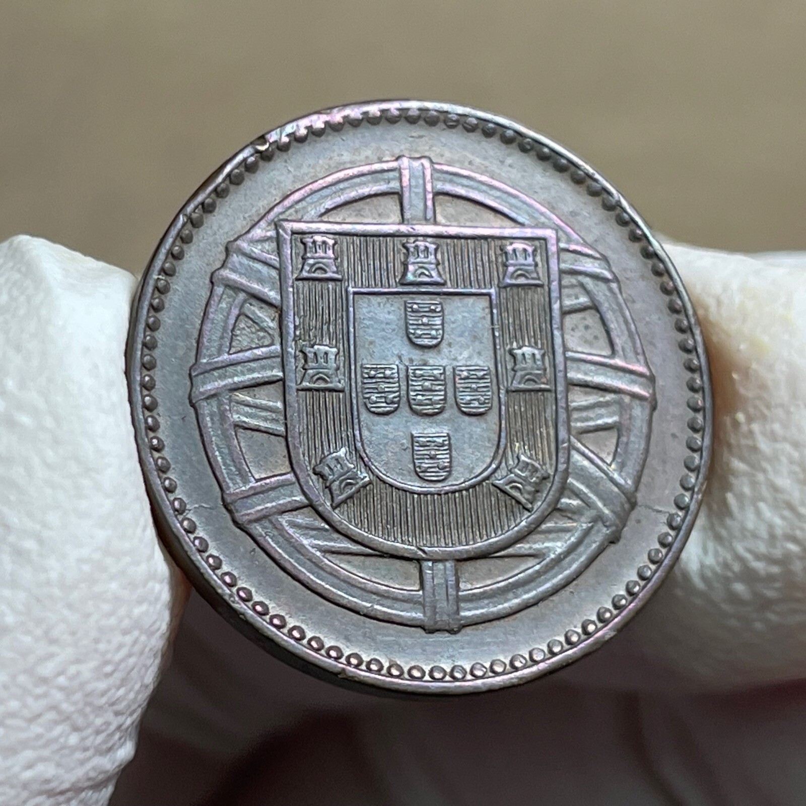 🇵🇹 Portugal 1 Centavo 1917 Bronze KM# 565 Rainbow Purple Toning UNC | eBay