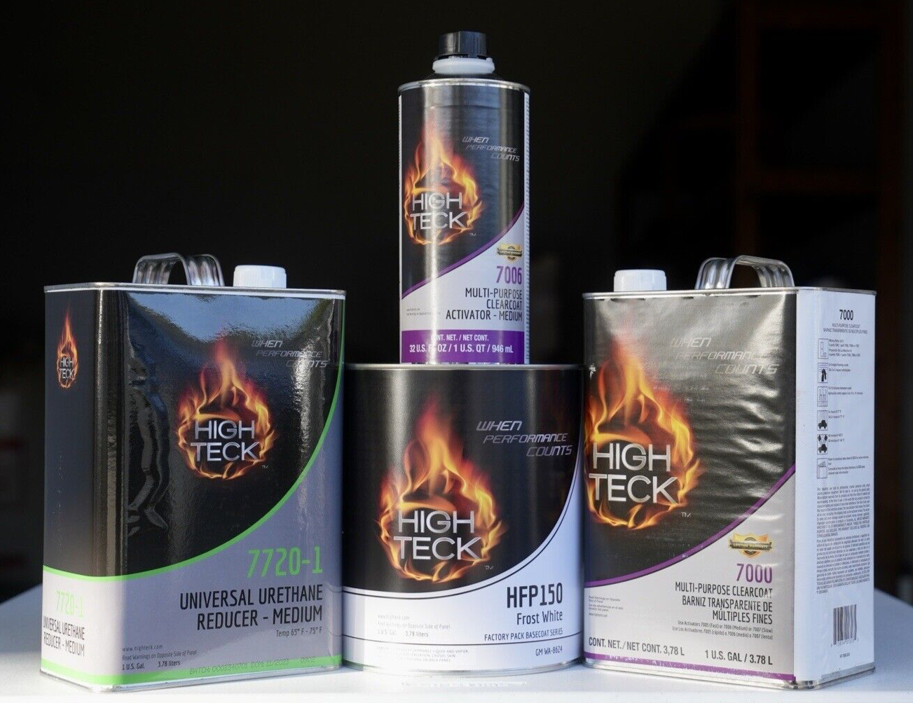 High Teck 7000 Frost White Basecoat Paint Reducer Clearcoat Gallon Kit ...