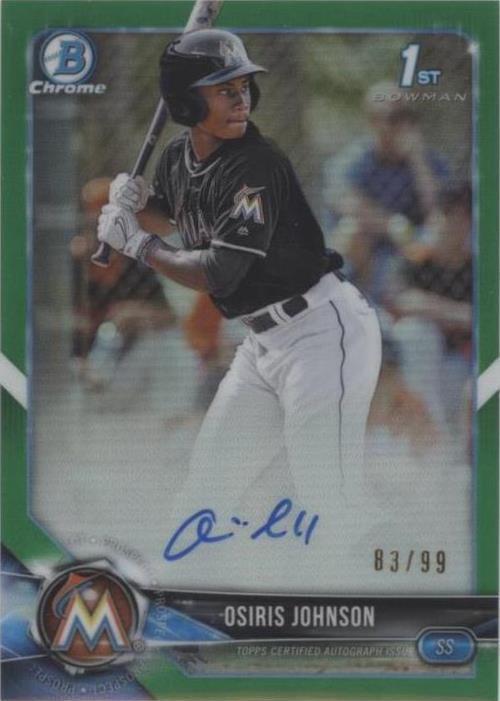 2018 Bowman Draft - Chrome Draft Pick Autographs Osiris Johnson #CDA-OJ ...