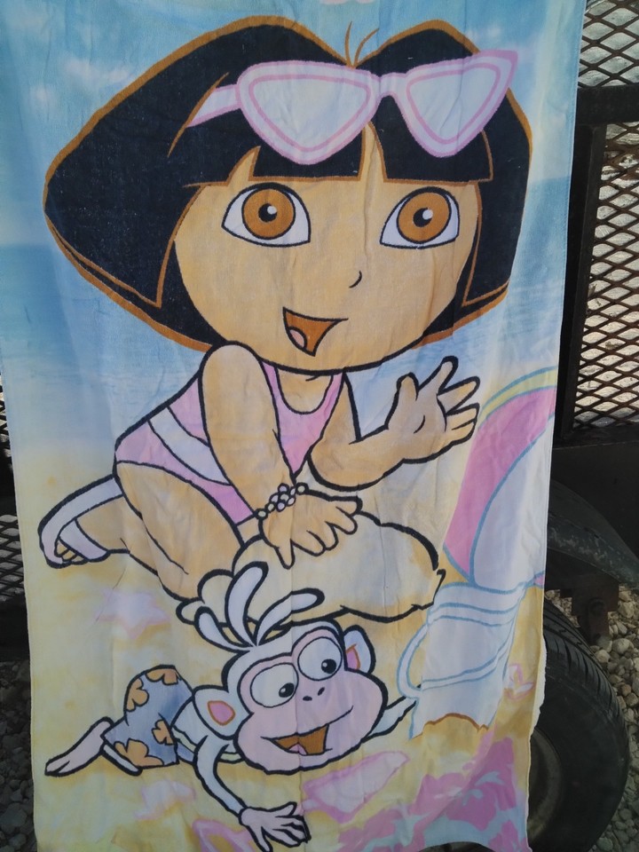 Vintage Beach Towel Dora The Explorer Dora's Beach Day 100% Cotton 28.5 ...