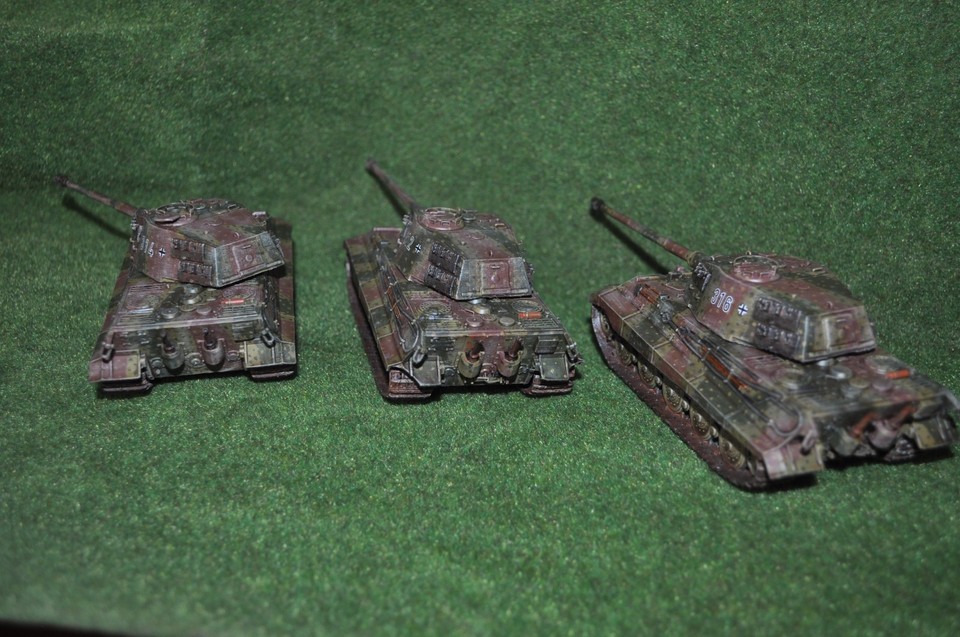 3 x 28mm 3D printed Bolt Action Style King Tiger Tanks Pro Painted ...