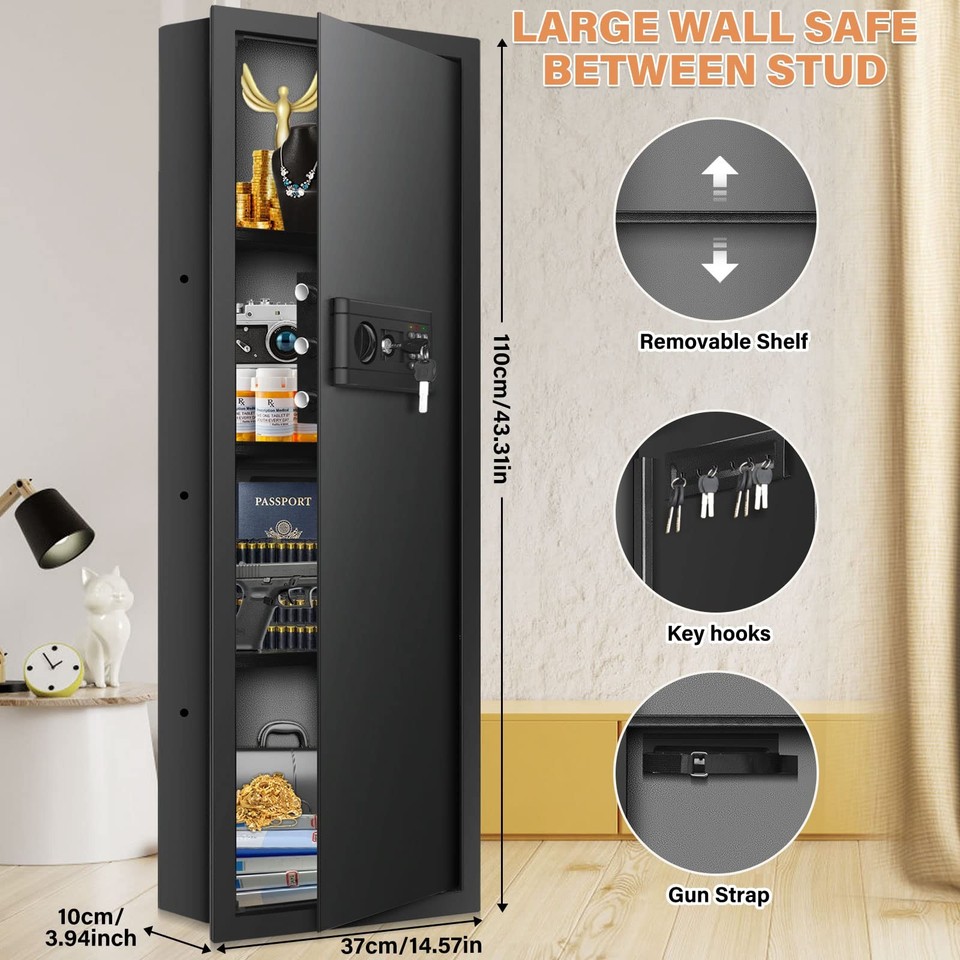 43.3-inch Tall Fireproof Wall Safes Between the Studs, Large Home Wall ...