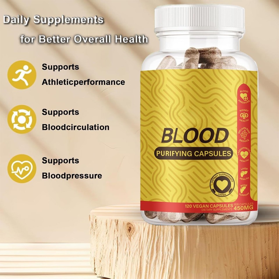 Blood Purifying Capsules Organic, GMO-Free, Gluten Free, Vegan 1100 mg ...