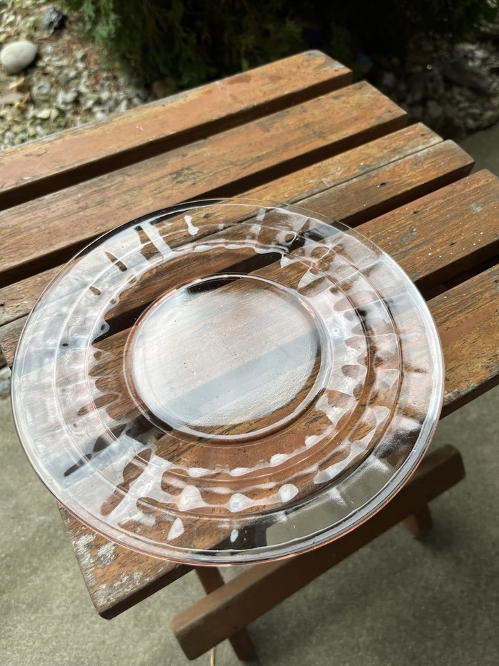 Pink Depression Glass Salad Dessert Plates 8.5 Inch UV Reactive glass ...