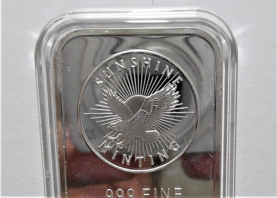 5 x 1 oz SUNSHINE EAGLE .999 UNC SILVER BARS! ~ SEALED IN HARD PLASTIC ...