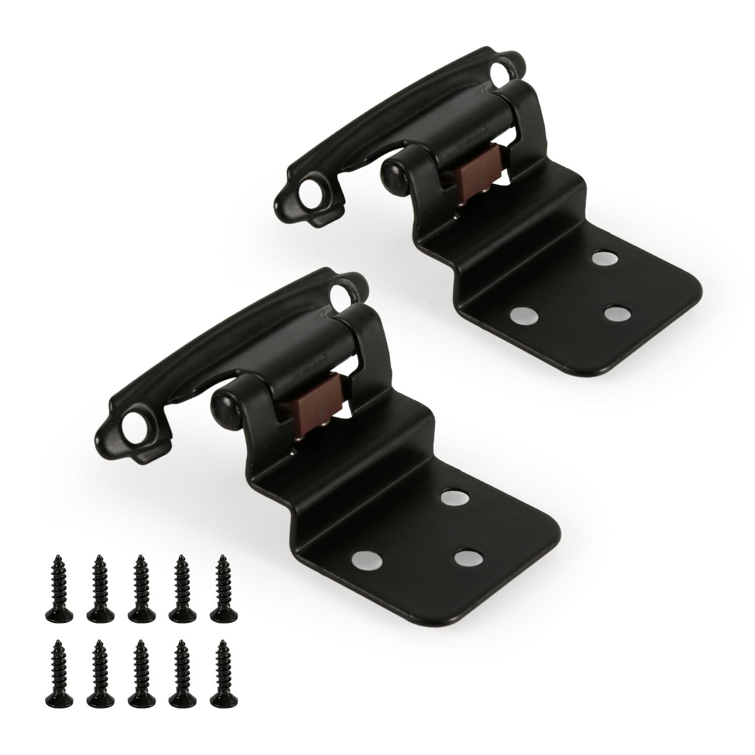 2 Pack Black Cabinet Hinges 3/8 Inch Overlay Cabinet Hinges Inset Self ...