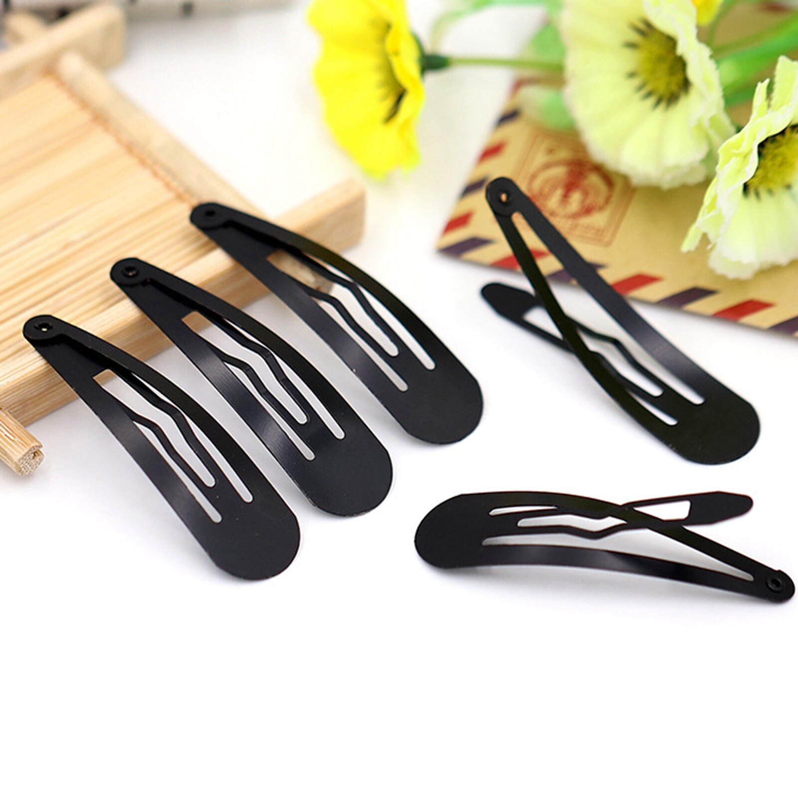 30pcs No Slip Large Metal Snap Hair Clips 3.2" Grips Barrettes Teardrop ...