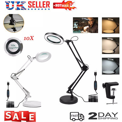 10X Magnifying Glass Desk Light Magnifier LED Lamp Reading Lamp With ...