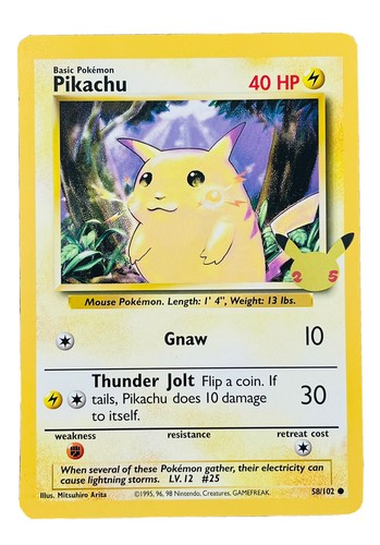Pikachu JUMBO Card Base Set 58/102 Celebrations 25th Anniversary ...