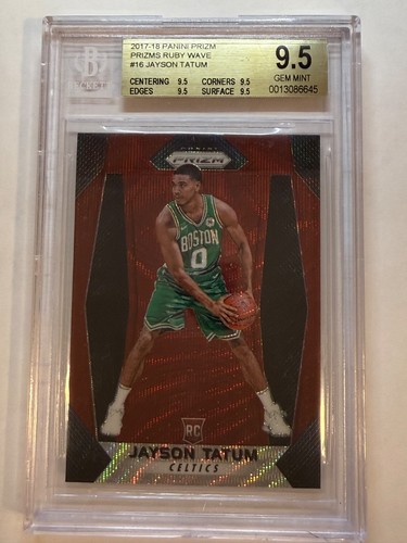 2017 Panini Prizm Red Ruby Jayson Tatum RC Rookie Wave Gem Mint 9.5 BGS ...