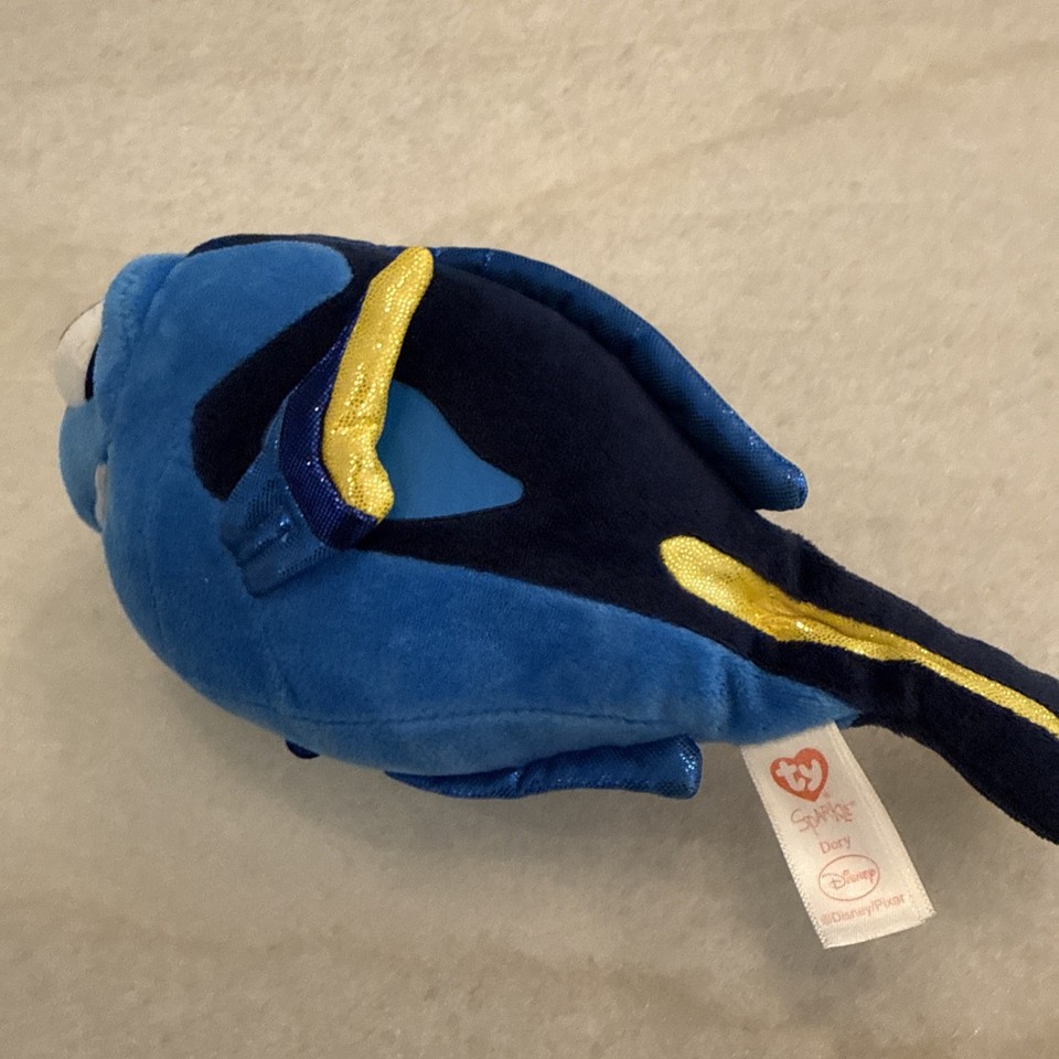 TY Sparkle Disney Pixar Finding Dory Blue Tang Fish Plush Bean Stuffed ...