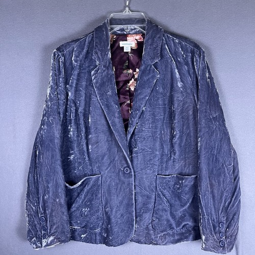 Sundance Jacket Women 12P Blue Garnet Blazer Velvet Silk Blend Boho | eBay