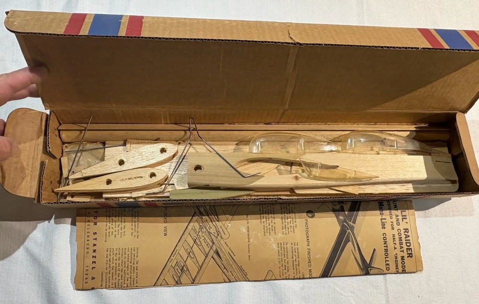 VINTAGE STANZEL 1/2A LIL RAIDER CONTROL LINE MODEL AIRPLANE KIT STUNT ...