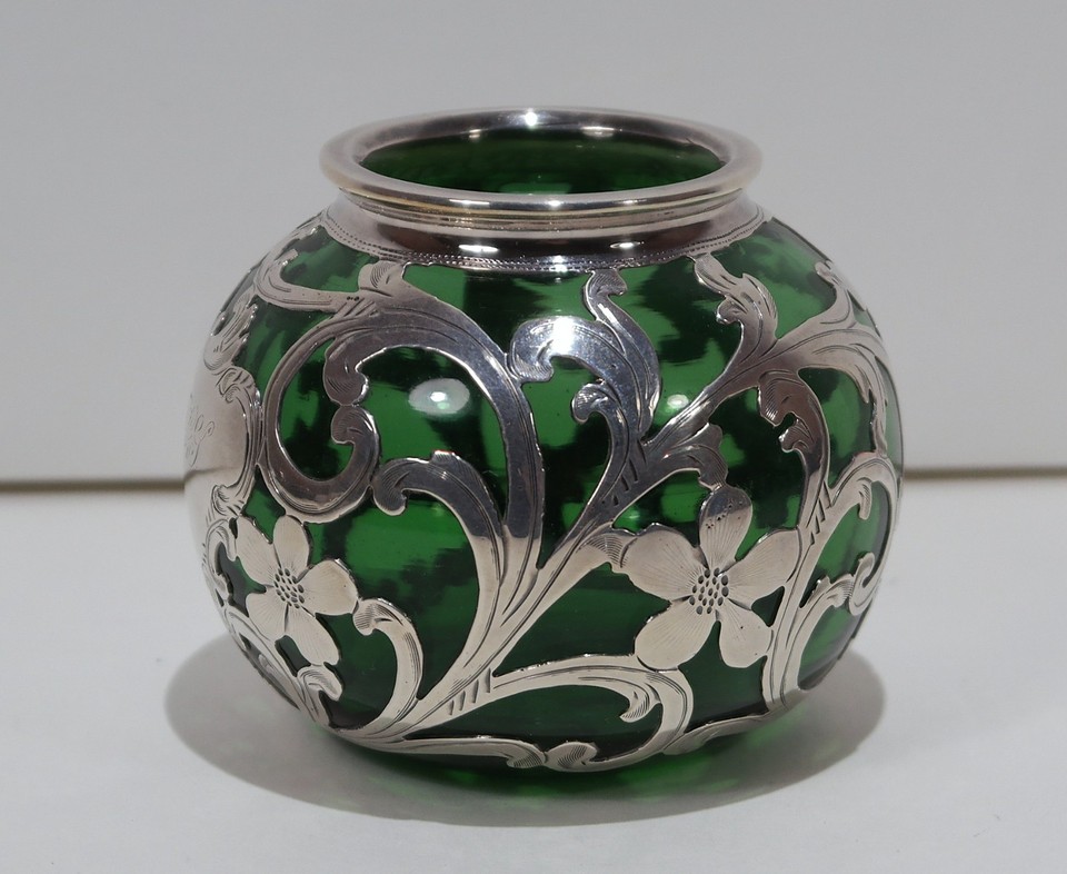 Alvin Green Glass & Pure 999 silver Overlay Bud Vase Circa 1900 | eBay