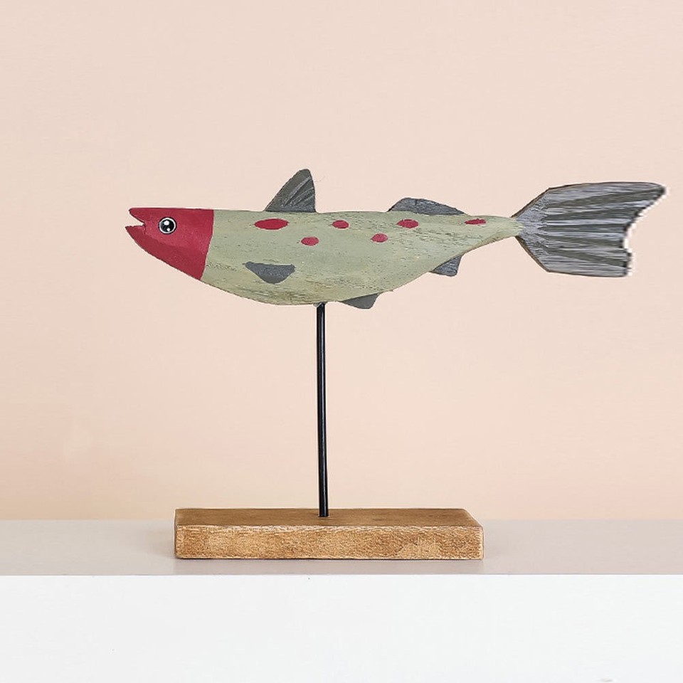 2pcs Cartoon Wooden Fish Adornment Creative Desktop Ornament Home ...