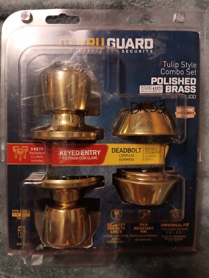 TruGuard Polished Brass Door Knob/ Double Cylinder Dead Bolt Combo | eBay
