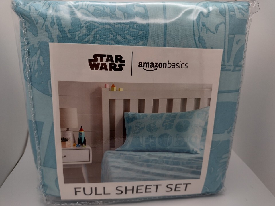 Star Wars Galactic Grid Full Sheet Bed Set, Amazon Basic, Blue | eBay