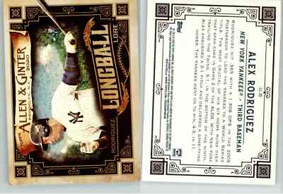 Alex Rodriguez 2020 Topps Allen & Ginter Longball Lore LL-35 Yankees | eBay