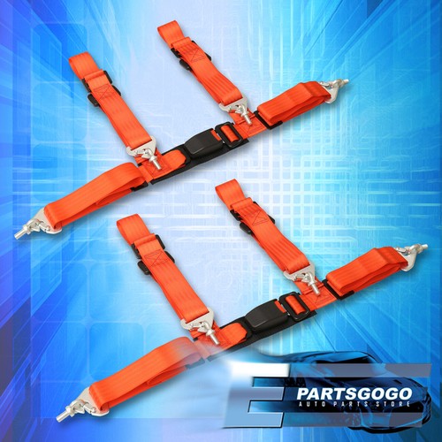 Universal 2X Red 4-Point Snap In Buckle JDM Racing Seat Belt Harness ...