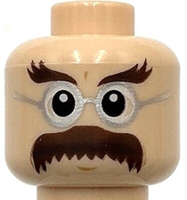 Lego New Light Nougat Minifigure Head Glasses w/ Bushy Moustache and ...
