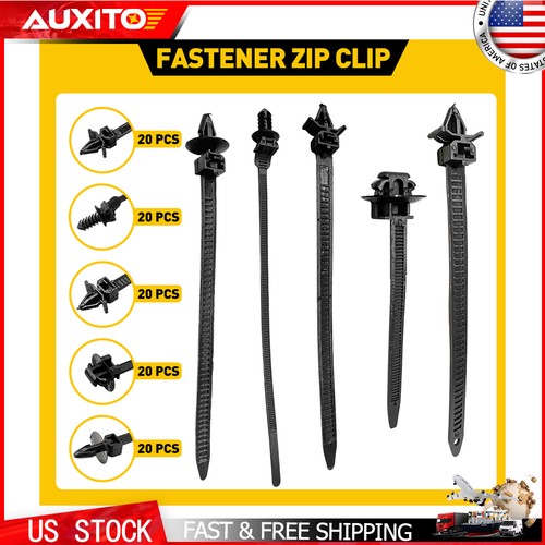 100x Hose Wire Retainer Zip Tie Car Cable Clamp Fastener Clips Black ...