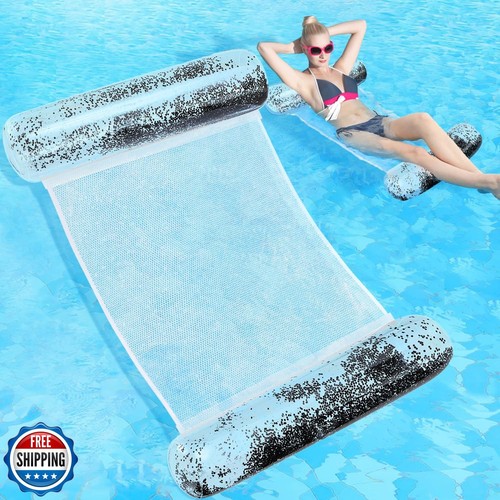 Sratte Pool Float Glitter Water Hammock Pool Loungers Inflatable Swimming Poo | eBay